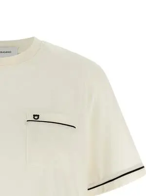 FERRAGAMO Gancini Cotton-cashmere T-shirt - Cream