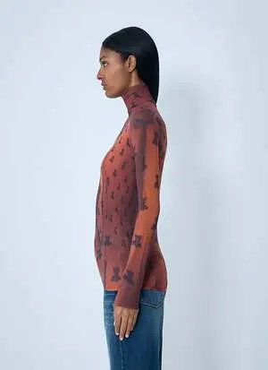 Acne Studios Long Sleeve Printed Mesh Turtleneck