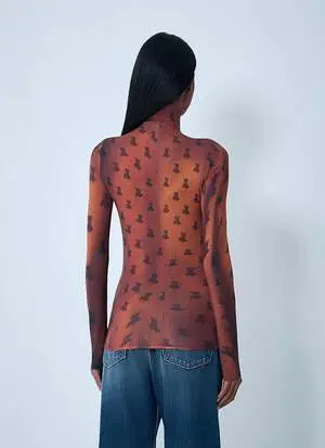 Acne Studios Long Sleeve Printed Mesh Turtleneck