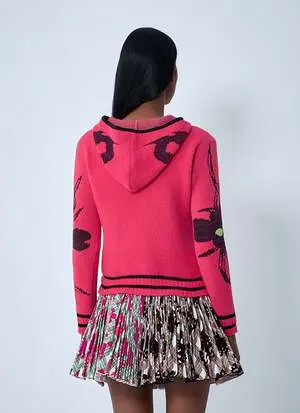 CHOPOVA LOWENA Knitted Jacquard Zip-up Hooded Cardigan