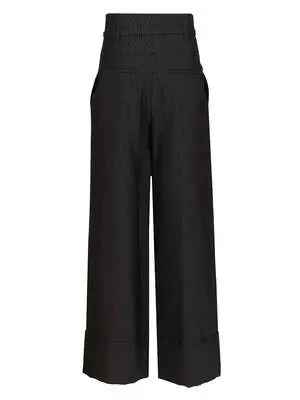 Fendi Pinstriped Wool Trousers With Ff Buckle Belt
