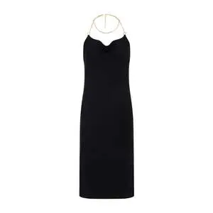 Bottega Veneta Viscose Midi Dress With Gold Tone Chain Detail