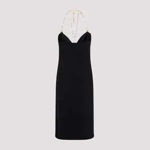 Bottega Veneta Viscose Midi Dress With Gold Tone Chain Detail