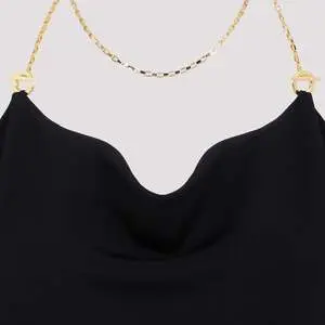 Bottega Veneta Viscose Midi Dress With Gold Tone Chain Detail