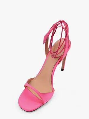 Attico Ora Satin Sandals With Lace-up Closure - Multicolor