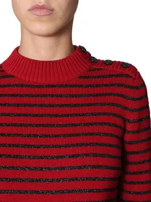 Saint Laurent Ribbed Striped Crew Neck Sweater