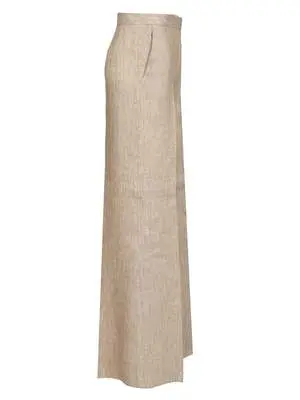 Max Mara Chevron Linen Batavia Trousers - Cream