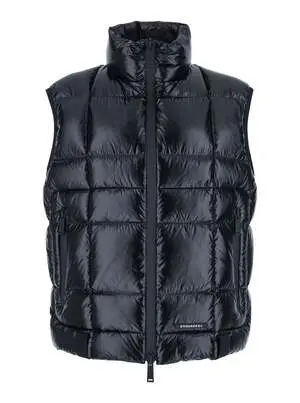Dsquared2 DSQUARED2 Black Sleeveless Quilted Down Jacket With High Neck And Logo Patch Multicolor