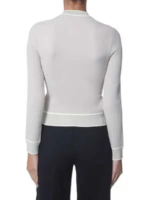 Off-White Round Neck Cropped Sweater - Gray