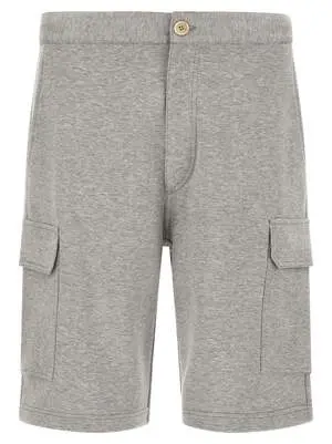 Brunello Cucinelli Cotton, Cashmere, And Silk Blend Cargo Bermuda Shorts - Gray