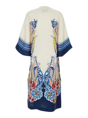 La DoubleJ The Kaftan' Silk V-neck Floral Print Kaftan - Multicolor