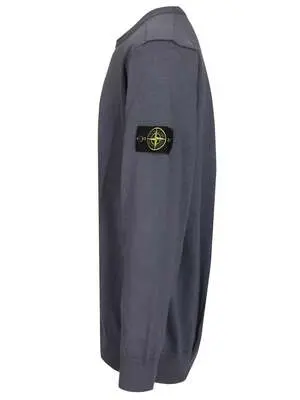 Stone Island Crew Neck Organic Cotton Sweater With Logo Patch - Gray