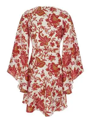 Etro Long Sleeve Short Dress In Silk With Floral Print