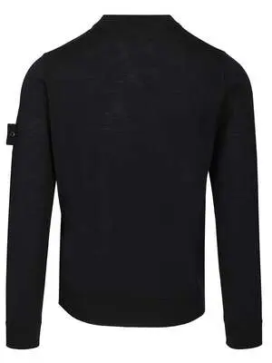 Stone Island Crew Neck Sweater In Pure Lightweight Wool - Blue