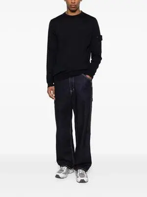 Stone Island Crew Neck Sweater In Pure Lightweight Wool - Blue