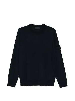 Stone Island Crew Neck Sweater In Pure Lightweight Wool - Blue