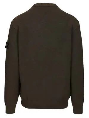 Stone Island Crew Neck Sweater In Pure Lightweight Wool - Gray