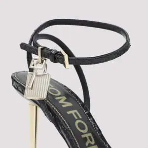 TOM FORD Semi Shiny Printed Python Sandals - Black