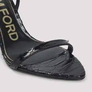 TOM FORD Semi Shiny Printed Python Sandals - Black