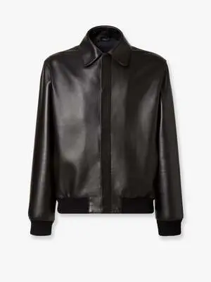 Fendi Leather Jacket With Embroidered Logo