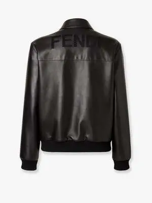 Fendi Leather Jacket With Embroidered Logo