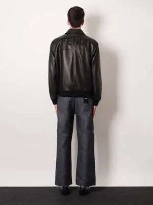 Fendi Leather Jacket With Embroidered Logo