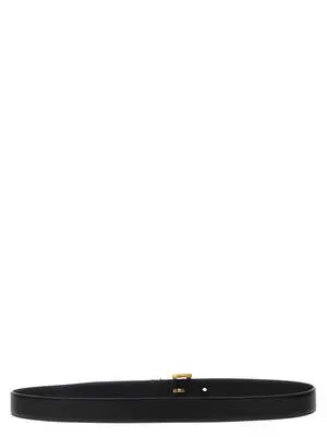 Saint Laurent Cassandre Leather Belt With Logo Buckle - Black