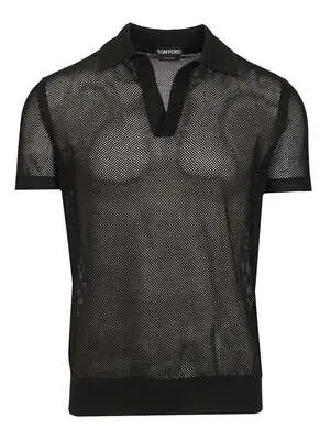 TOM FORD Knitted Polo Shirt - Black