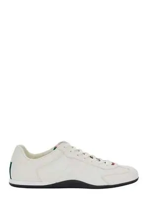 Gucci Leather Lace-up Sneakers With Web Detail - White