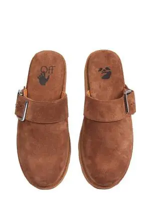 Off-White Suede Buckled Comfort Slippers