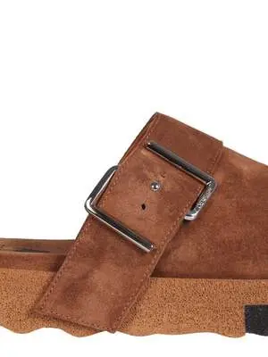 Off-White Suede Buckled Comfort Slippers