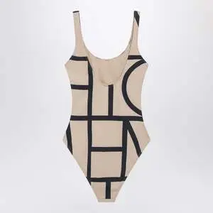 TOTEME Beige Swimsuit With Monogram - Cream