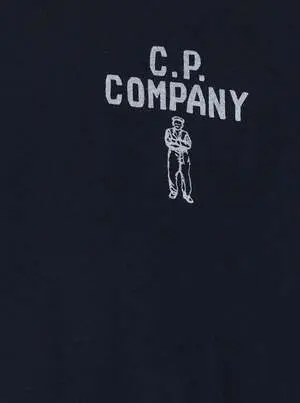 C.P. COMPANY Blue T-shirt With Round Neck And Logo Print In Cotton - Multicolor
