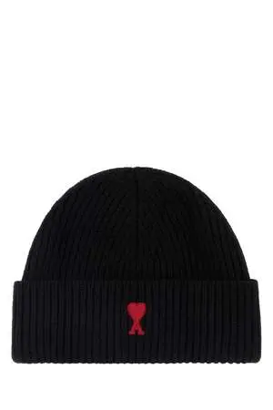 AMI Paris Wool Beanie Hat - Black