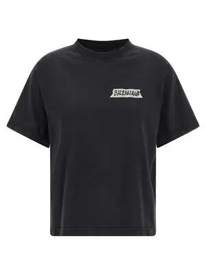 Balenciaga Masking Tape Print Cotton T-shirt - Black