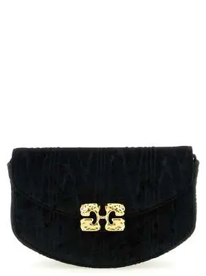 GANNI GANNI Lulu Moiré Velvet Wallet On Chain With Gold Tone Clasp Black