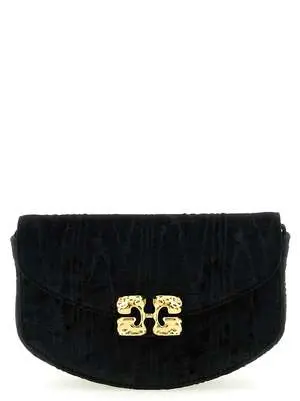 GANNI GANNI Lulu Moiré Velvet Wallet On Chain With Gold Tone Clasp Black