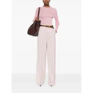Max Mara Pale Silk Tailored Wide-leg Trousers - Pink