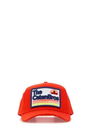 Dsquared2 Gabardine Baseball Cap With Applique - Orange