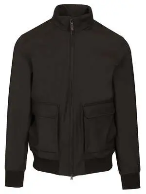 Herno Pure Wool Bomber Jacket With High Neck And Flap Pockets - Brown