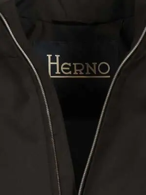 Herno Pure Wool Bomber Jacket With High Neck And Flap Pockets - Brown