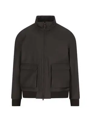 Herno Pure Wool Bomber Jacket With High Neck And Flap Pockets - Brown