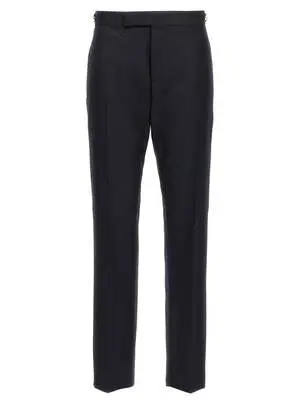 Thom Browne Wool Twill Low Rise Straight Leg Trousers - Blue