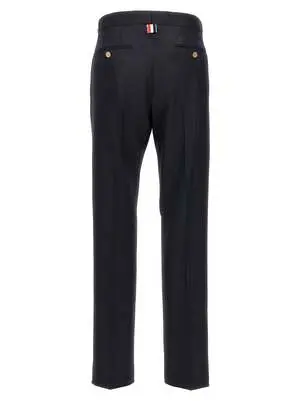 Thom Browne Wool Twill Low Rise Straight Leg Trousers - Blue