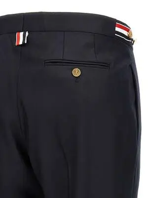 Thom Browne Wool Twill Low Rise Straight Leg Trousers - Blue