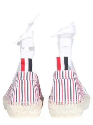 Thom Browne Seersucker Cotton Espadrilles With Ribbon Fastening - Multicolor