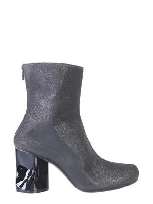 MAISON MARGIELA Glitter Ankle Boots With Sculptural Heel - Black
