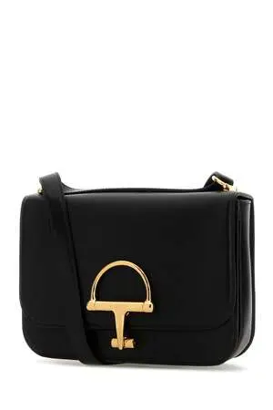 Gucci Calfskin Leather Shoulder Bag With Gold Tone Hardware - Black