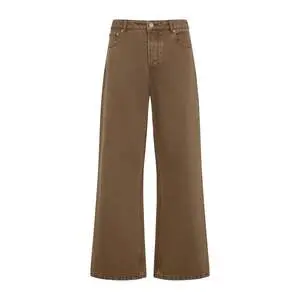 AMI Paris Large Fit Wide Leg Jeans - Brown
