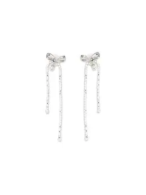 SELF-PORTRAIT Crystal Bow And Pearl Drop Earrings